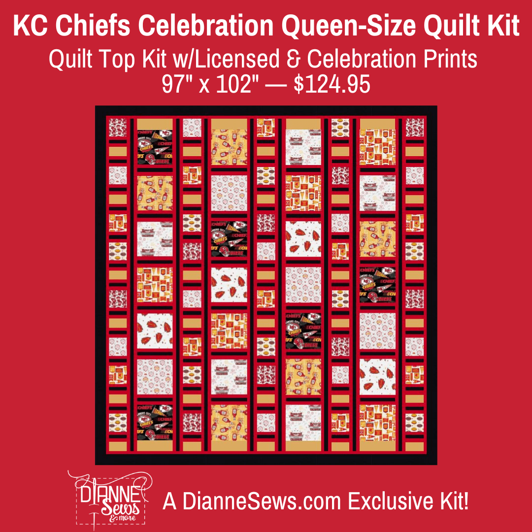 KC Chiefs Queen-Size Quilt Kit - Dianne Sews and More