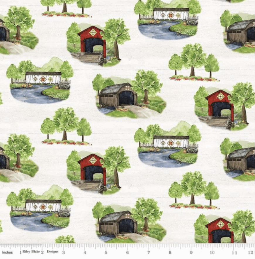 Riley Blake Covered Bridges in Spring Main #CD15820-WHITE - Dianne Sews ...