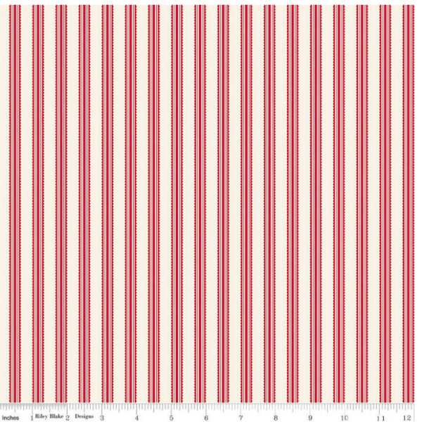 Riley Blake Letters to Cupid Red Stripes on Cream - Dianne Sews and More