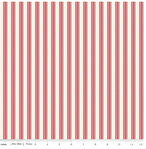 Riley Blake Letters to Cupid Red Stripes on Cream - Dianne Sews and More